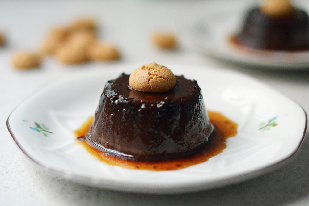 Piedmontese bonet or Italian chocolate flan
